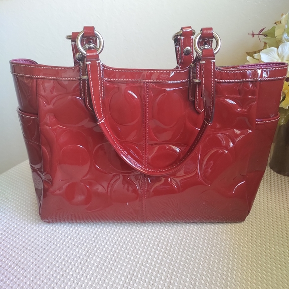 Coach | Bags | Coach Signature Patent Leather Tote | Poshmark